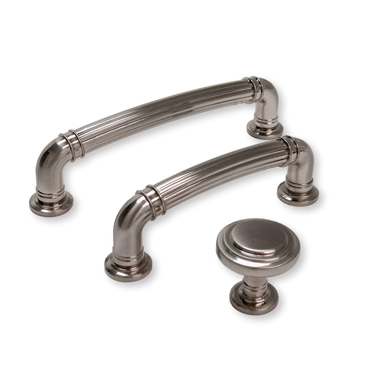 Brushed Nickel "Ridge" Round Cabinet Knob and Drawer Pulls – Forge ...