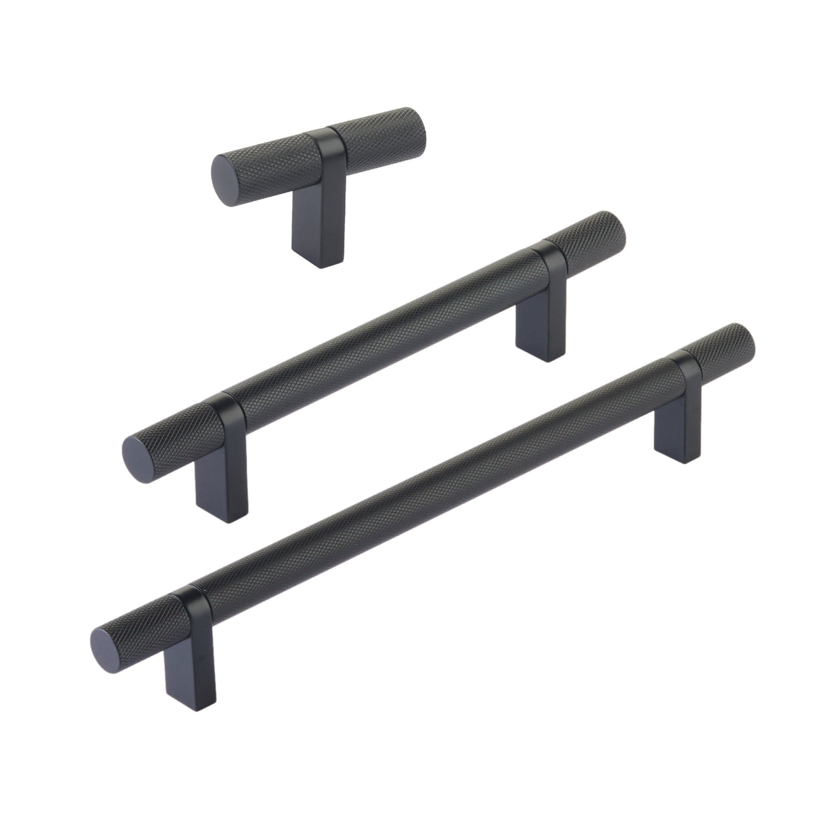 Knurled Select T-Bar Matte Black Cabinet Knobs and Drawer Pulls – Forge ...