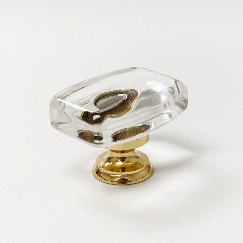 Polished Brass "River" Rectangle Clear Glass Cabinet Knob – Forge ...