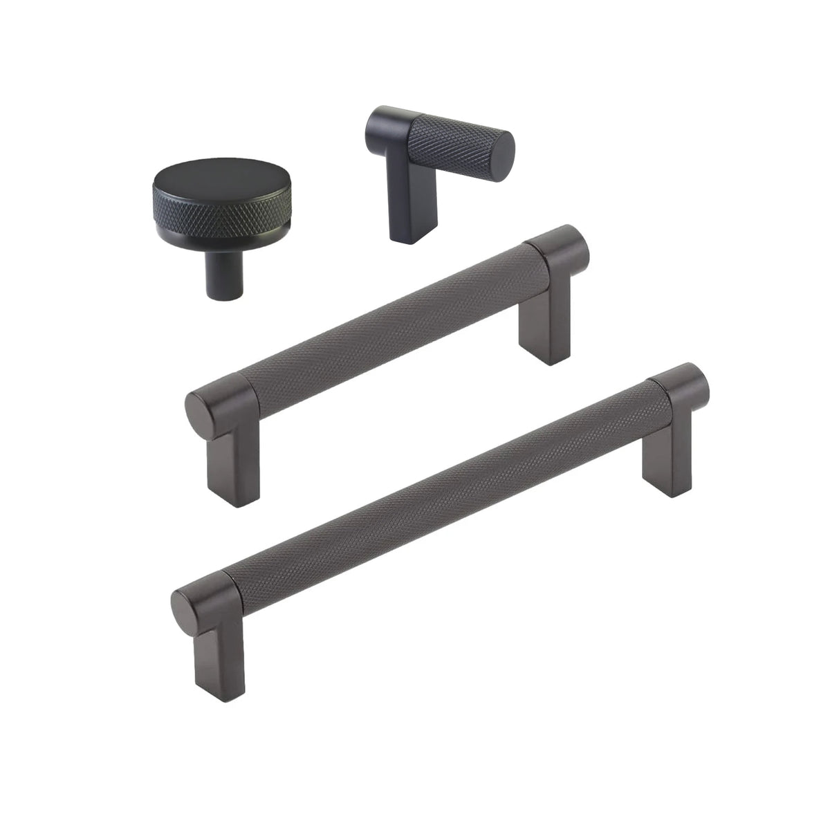 Knurled Matte Black Cabinet Knobs and Drawer Pulls – Forge Hardware Studio