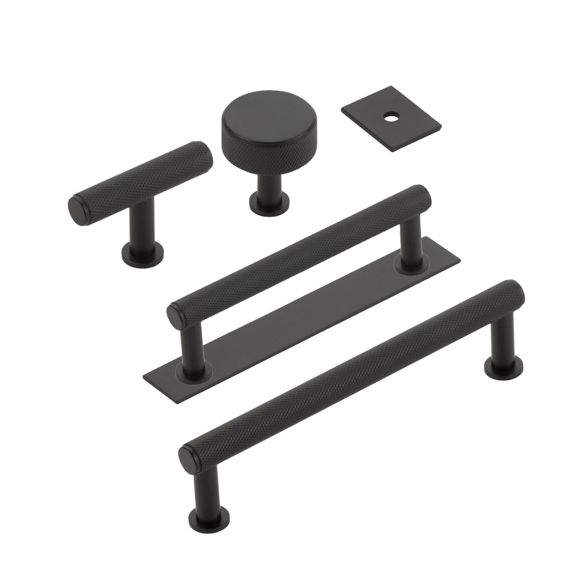 Matte Black "Maison" Knurled Drawer Pulls and Cabinet Knobs with Optio ...
