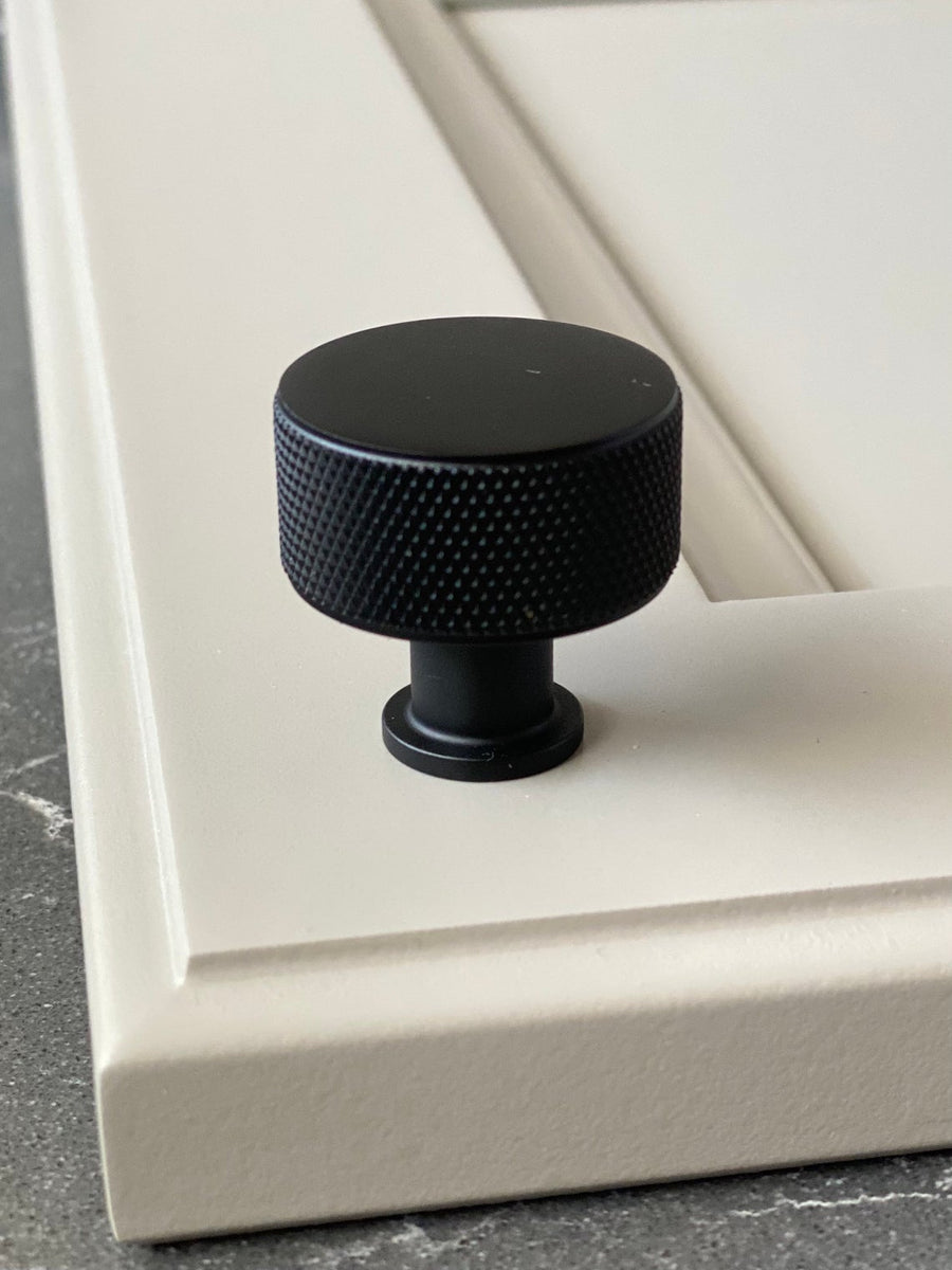 Knurled Round Knob "Texture" Cabinet Knob in Matte Black – Forge ...