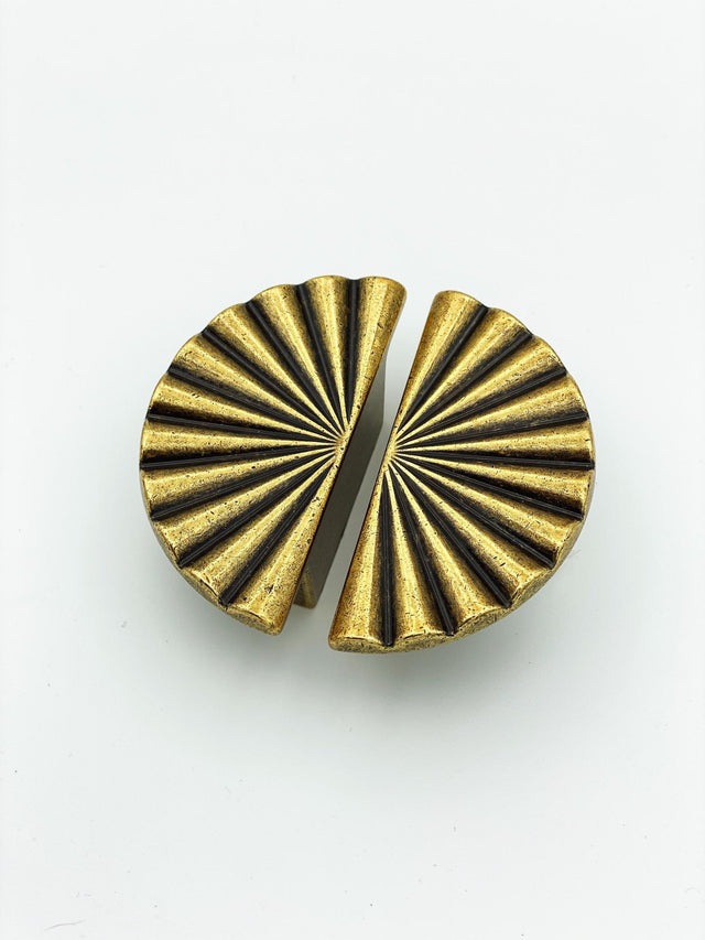 Reeded Antique Brass "Half-Daisy" Round Cabinet Knob – Forge Hardware ...