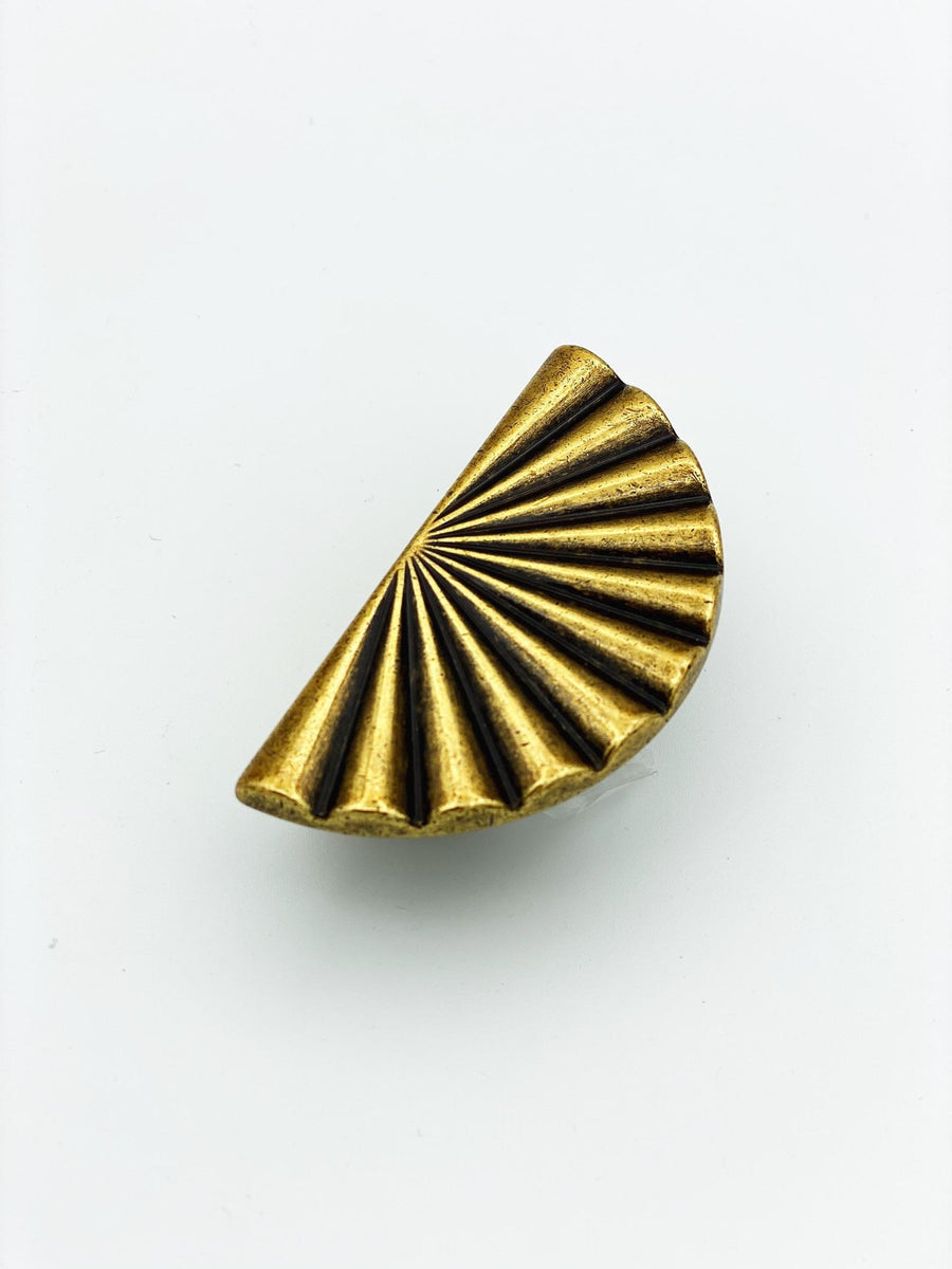 Reeded Antique Brass "Half-Daisy" Round Cabinet Knob – Forge Hardware ...
